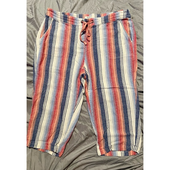Per Se | Pants & Jumpsuits | Per Se Linen Blend Striped Capri Pull On ...